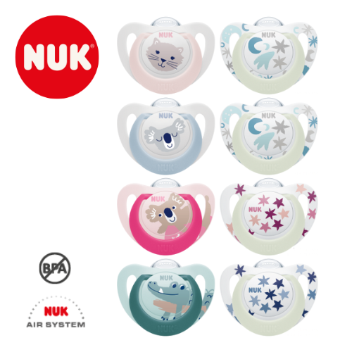 NUK Star Day & Night Silicone Soother - Orthodontic, BPA-Free | 2-Pack – Baby Way NZ