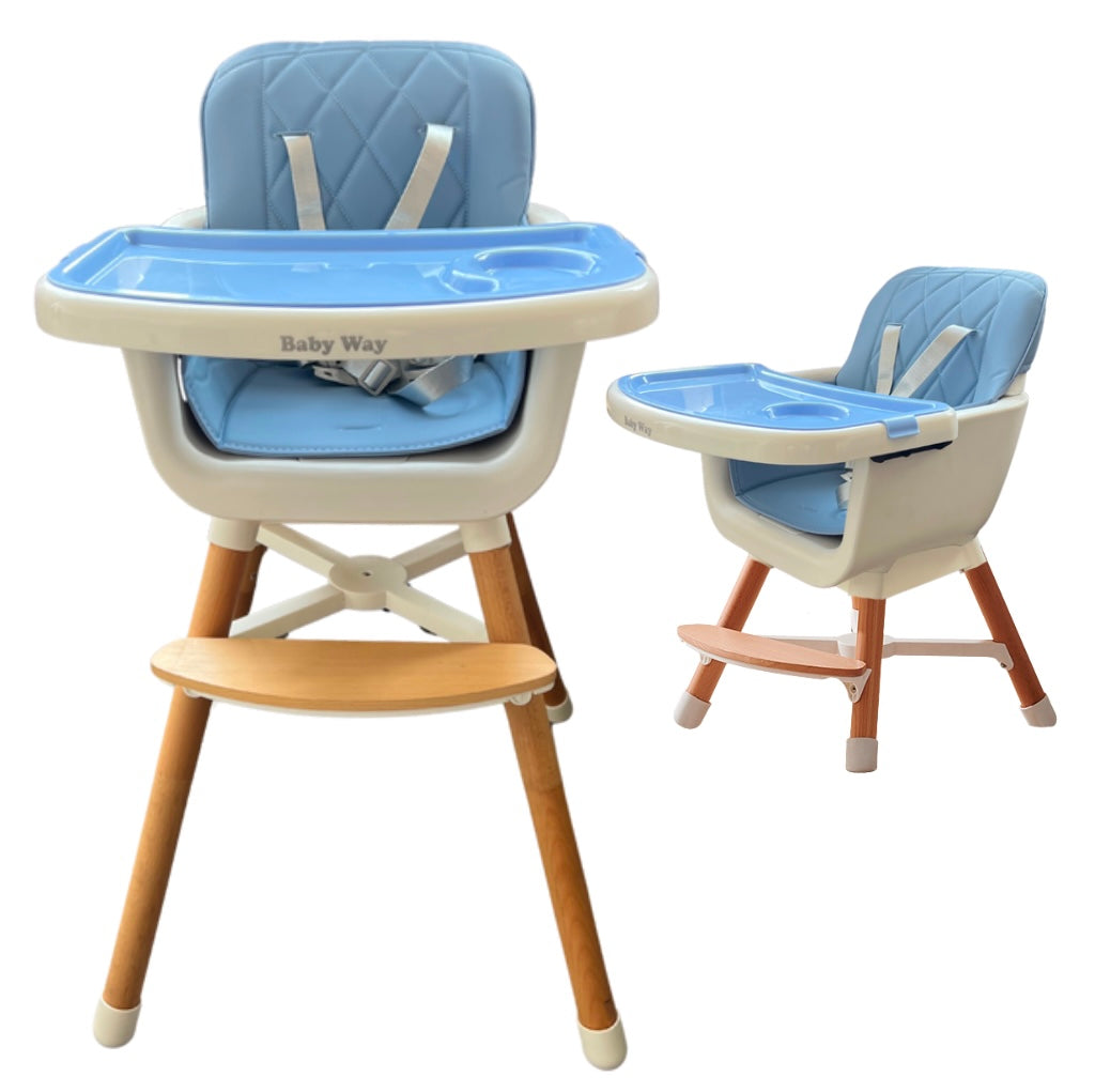 Willow Natural Beech Wood 2 in 1 Children High Chair - BLUE – Baby Way NZ